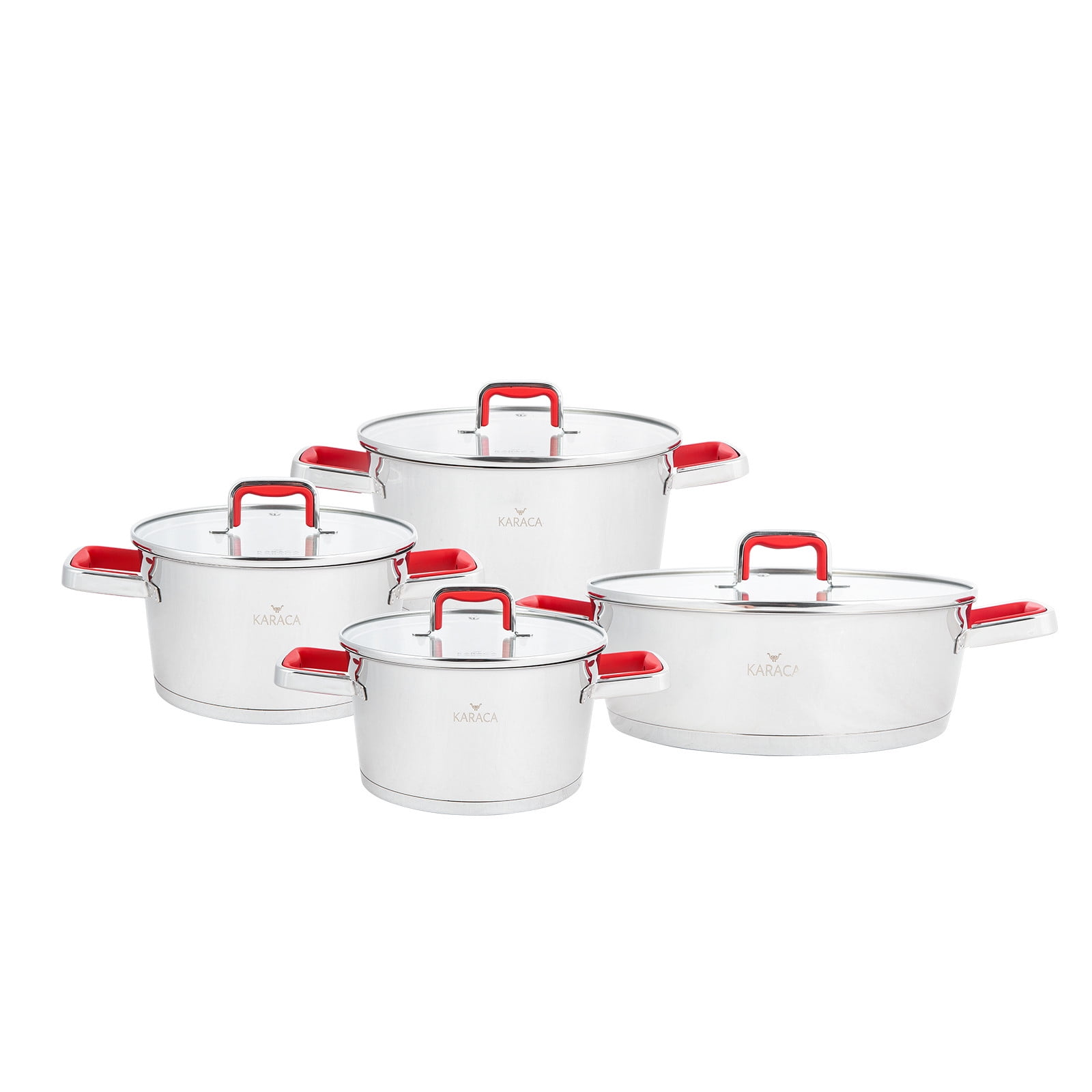 Karaca Stainless Steel Pots Deep Casseroles Cooking Pot with Glass Lid ...
