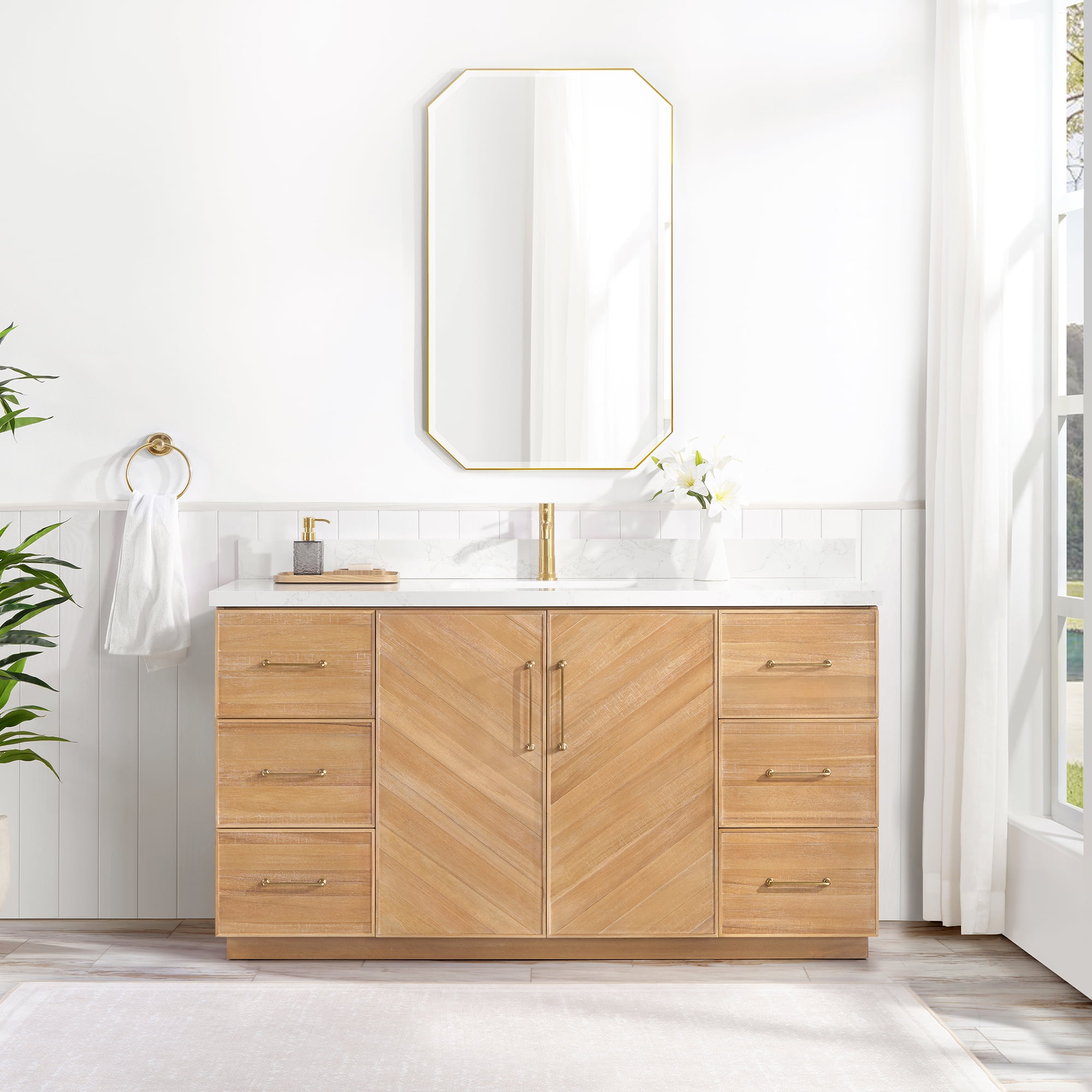 Karachi 60" Single Bath Vanity in Acacia Classic Gray with Composite ...