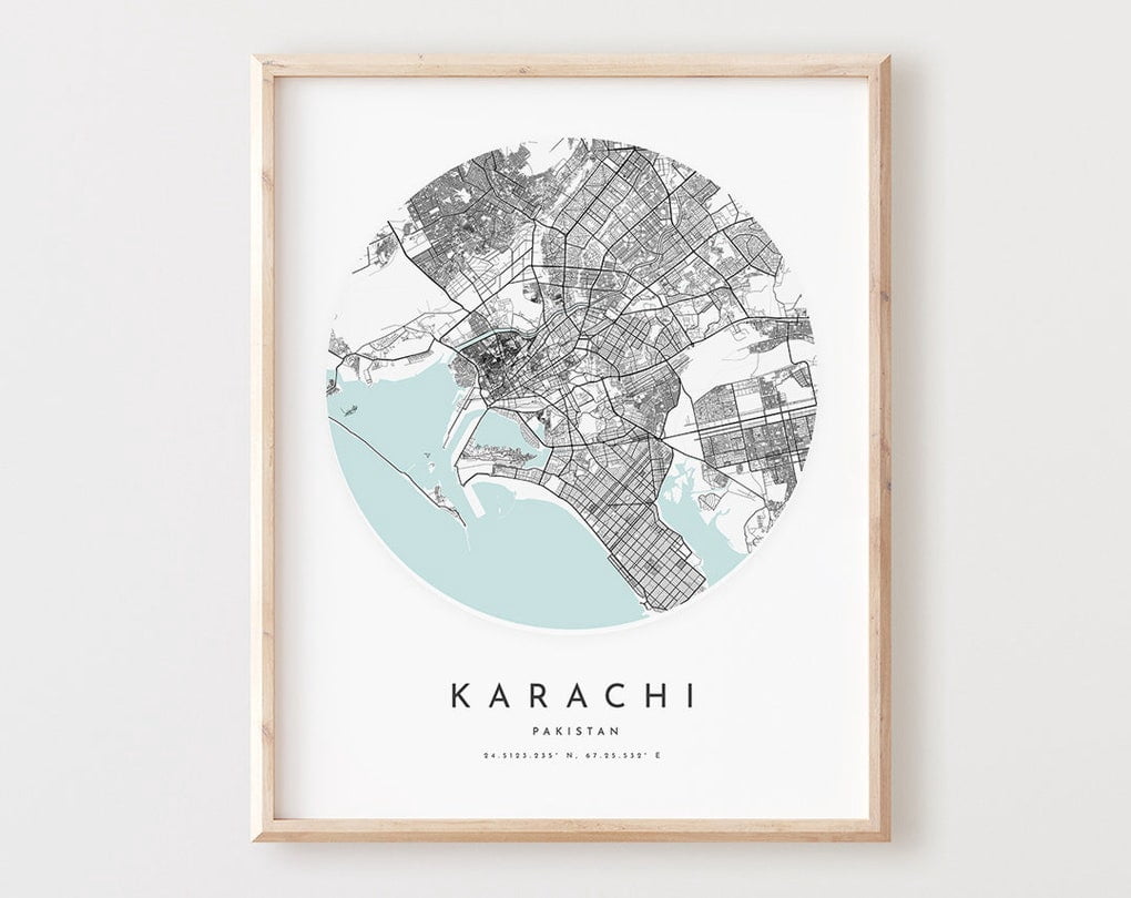 Karachi Map Print, Karachi Map Poster City Wall Art, Karachi Road Map ...