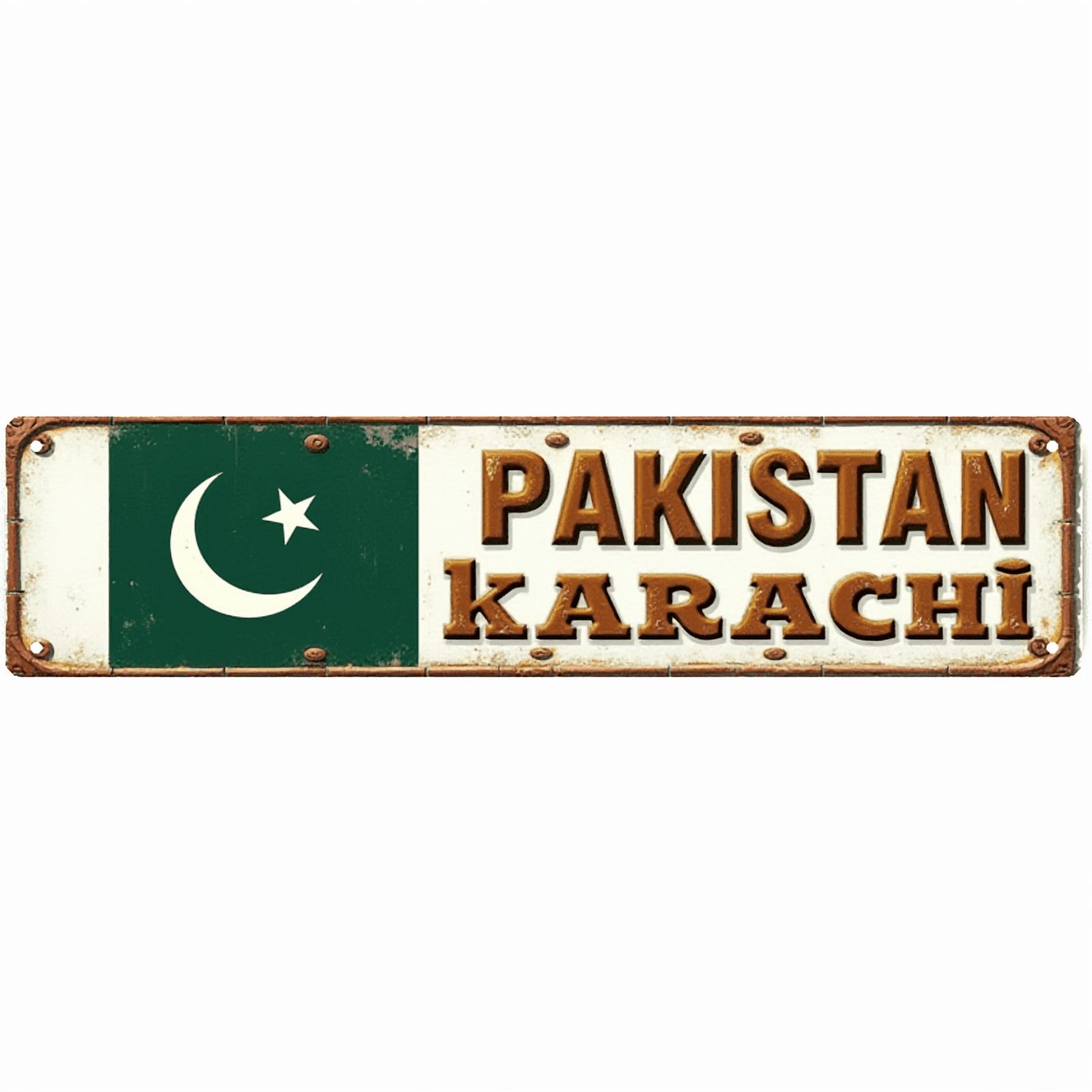 Karachi Pakistan Tin Sign - 16x4 Inches Vintage Travel Decor for Wall ...