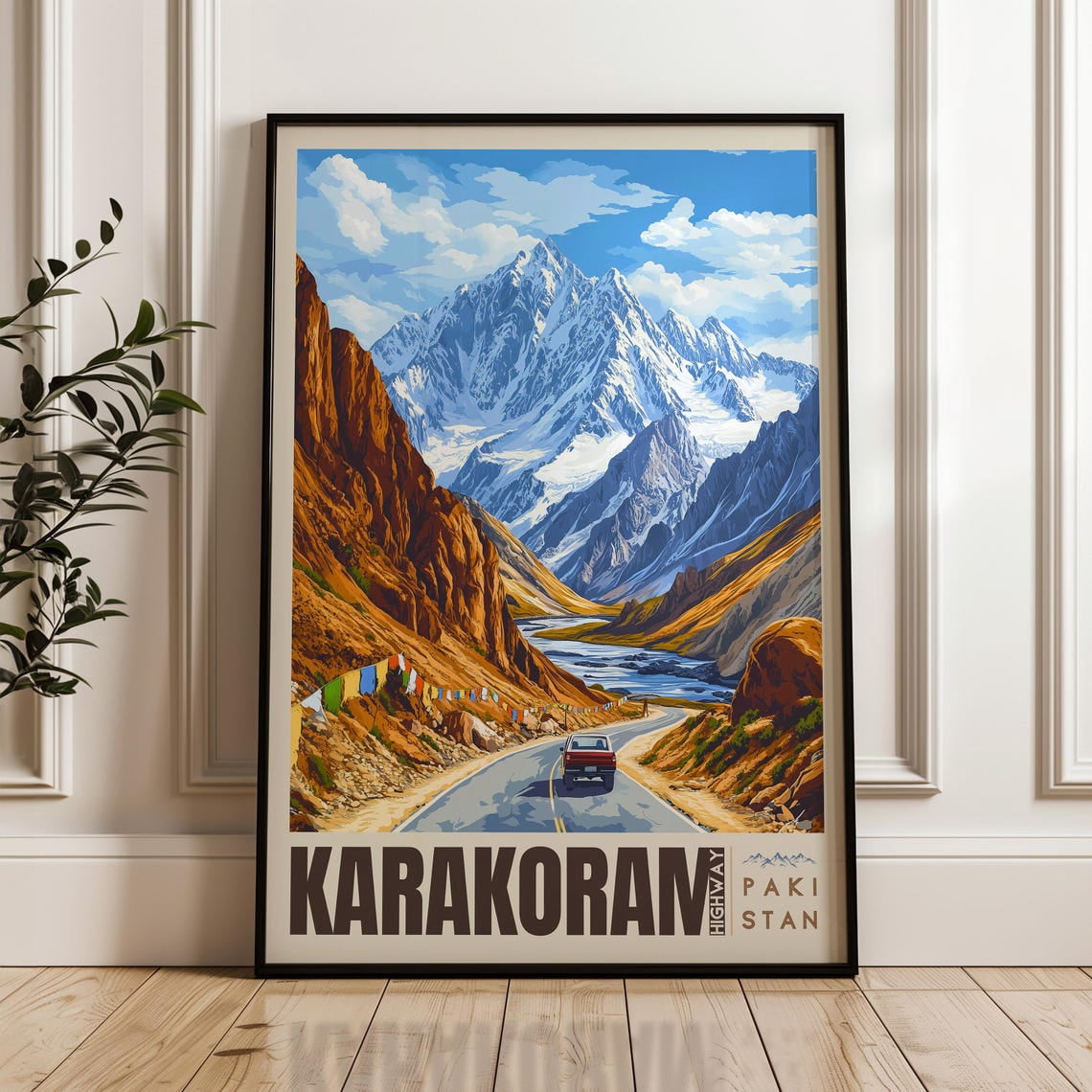 Karakoram Highway Travel Print - Pakistan Wall Art Poster, Illustration ...