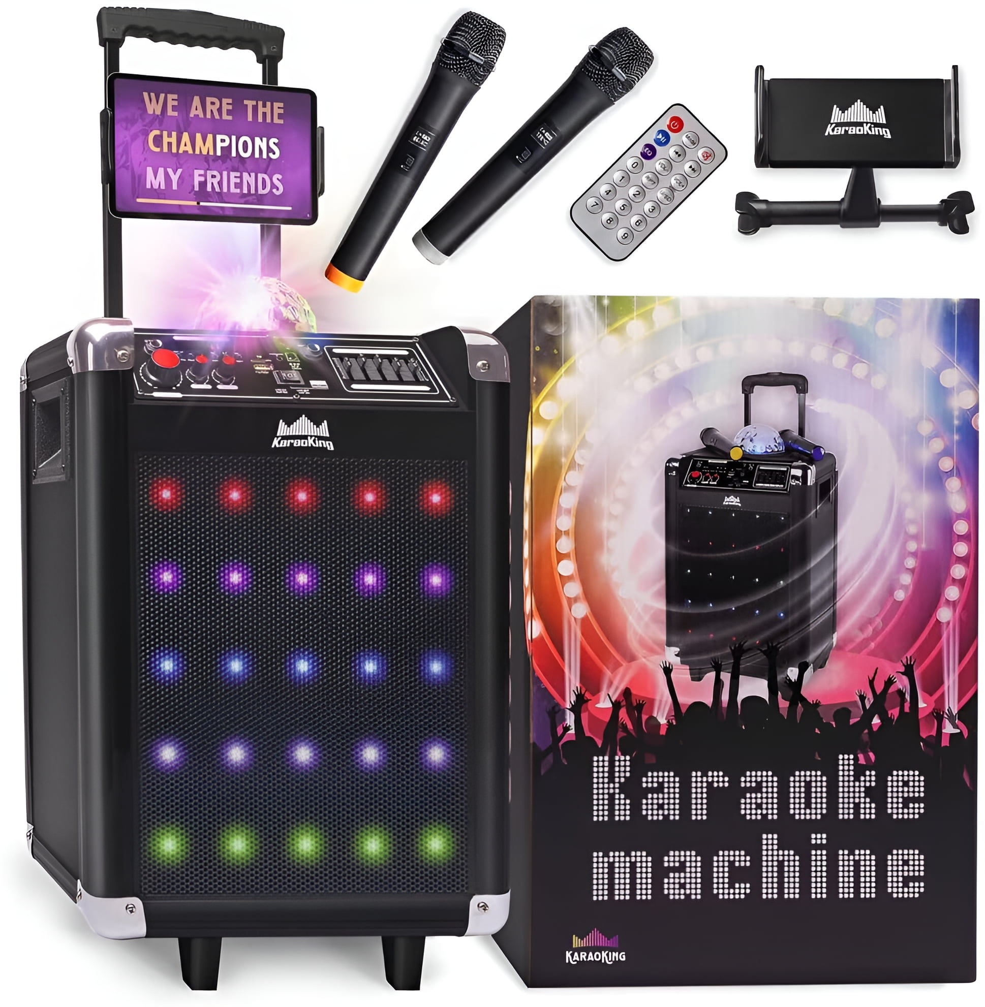 KaraoKing Karaoke Machine with Bluetooth, Wireless Microphone Speaker ...