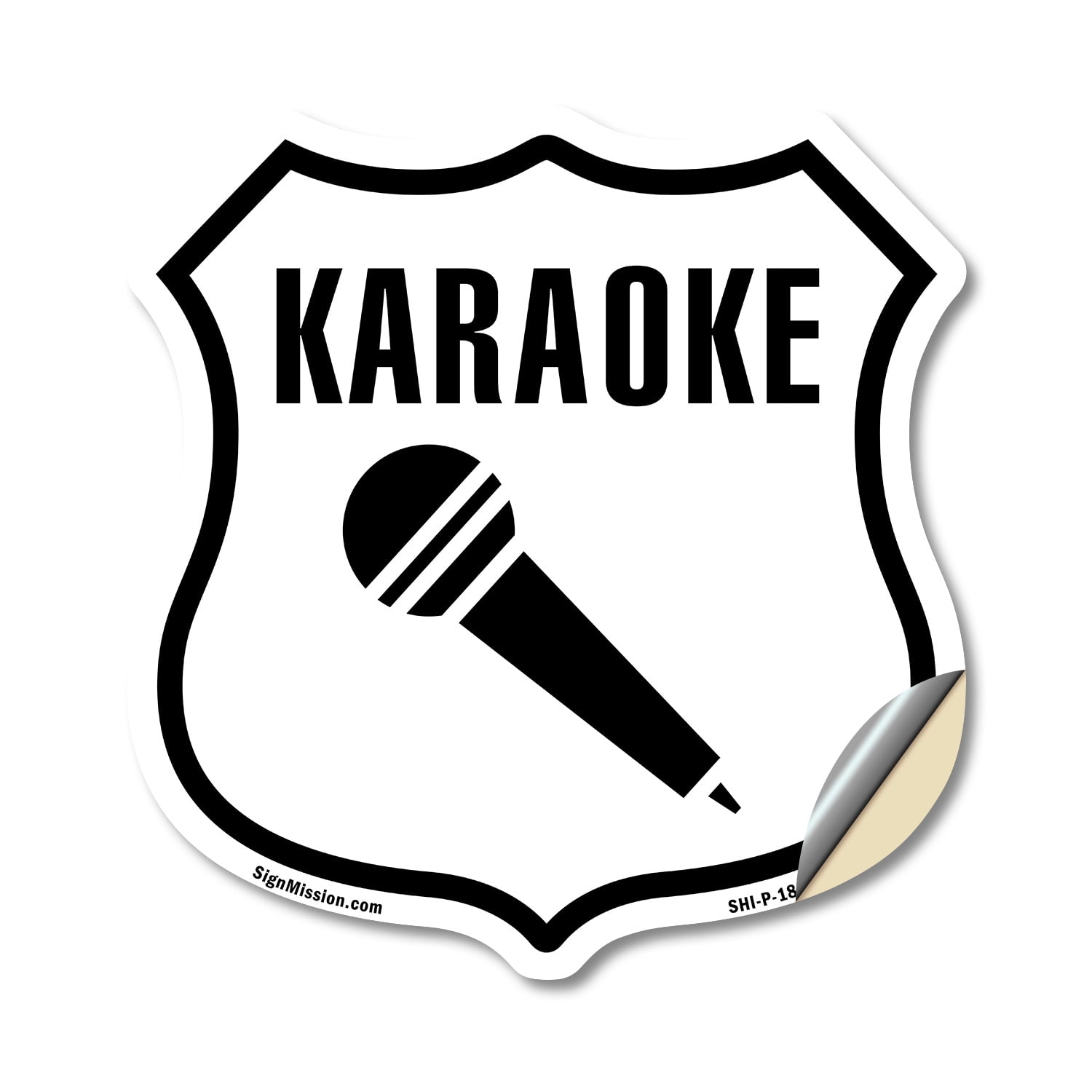 Karaoke 12 inch X 12 inch Shield Shaped Heavy Duty 3.2 mil Vinyl Decal ...