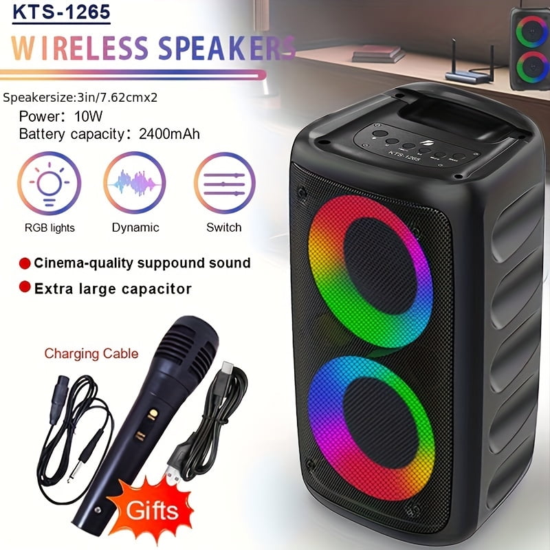 Karaoke Machine With 1 Wired Microphone | Wireless Speaker With ...