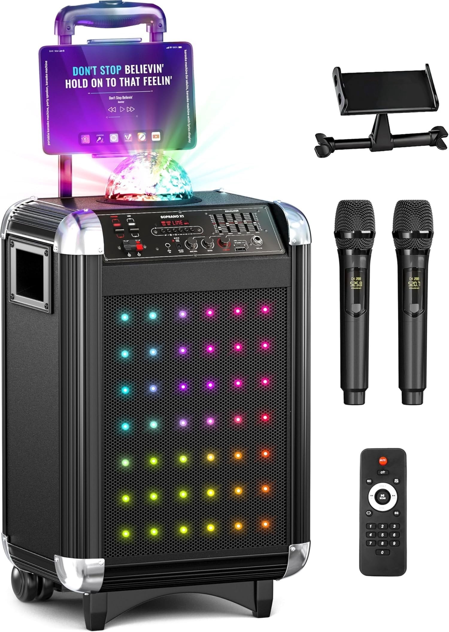 Karaoke Machine for and with 2 Microphones. Portable Singing PA Speaker ...