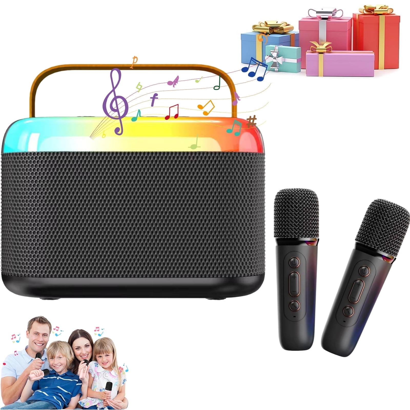 HQinX Mini Karaoke Machine for Kids Adults, Portable Bluetooth Speaker ...