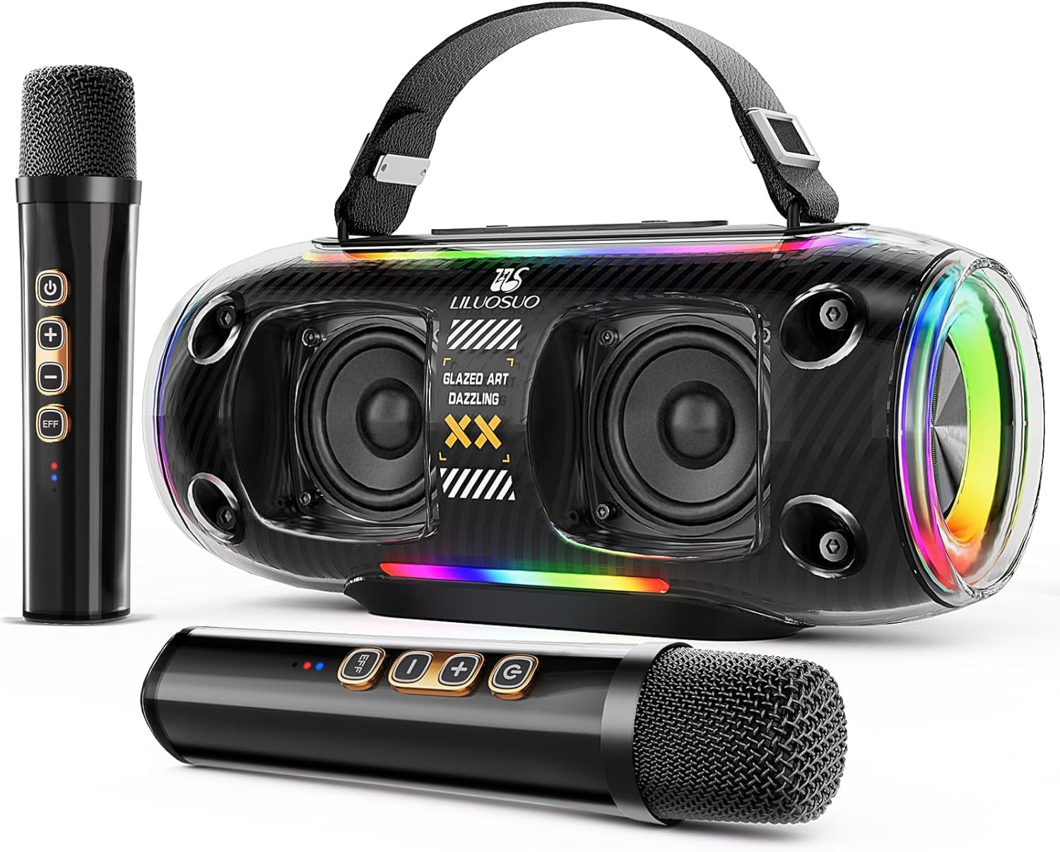 Karaoke Machine with 2 Wireless Microphone Speakers, a Portable ...