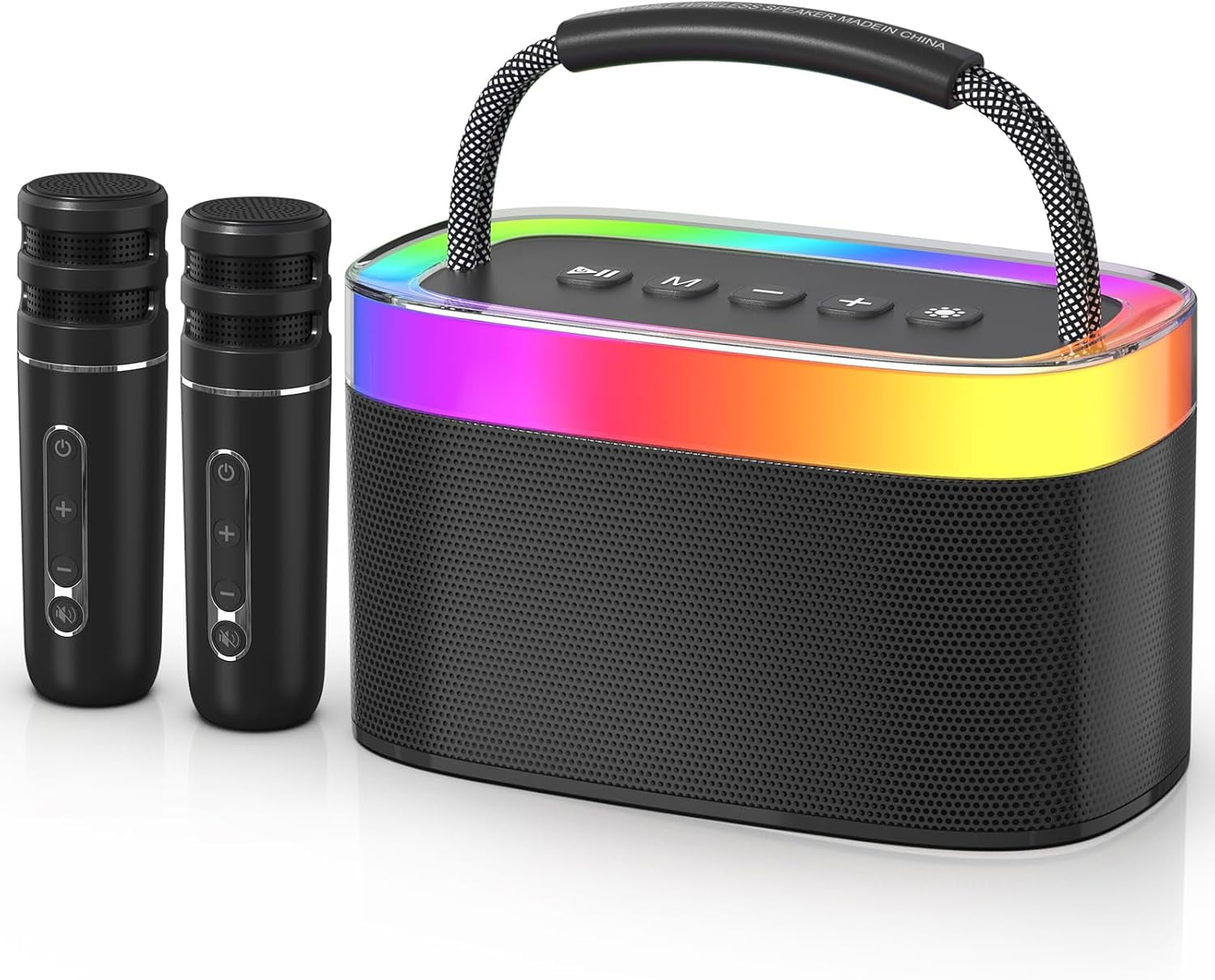 Karaoke Machine with 2 Wireless Microphones, Portable Blue Tooth ...