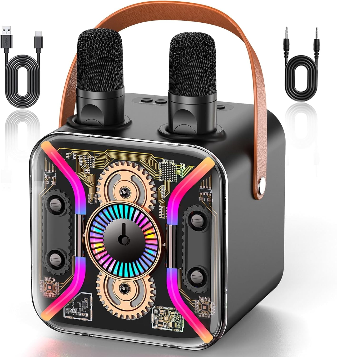 Karaoke Machine for Adults with Two Karaoke Microphone Wireless, PA ...