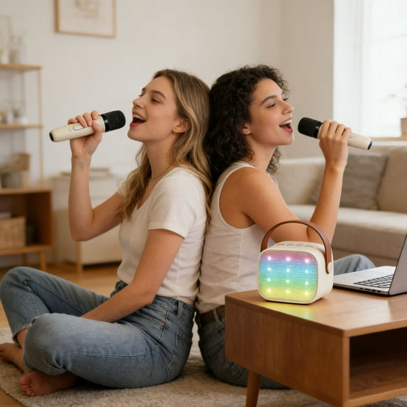 Karaoke Machine for Kids, Portable Mini Speaker with 2 Wireless ...