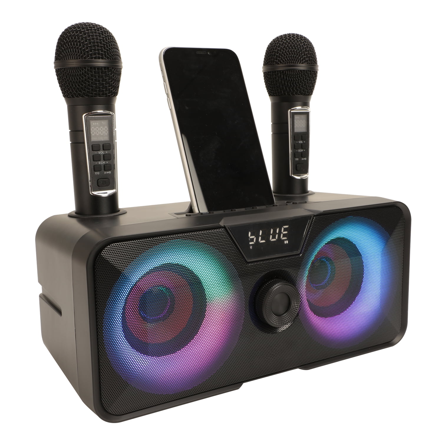 Karaoke Machine, RGB Light Karaoke Speaker with 2 Wireless Microphones ...