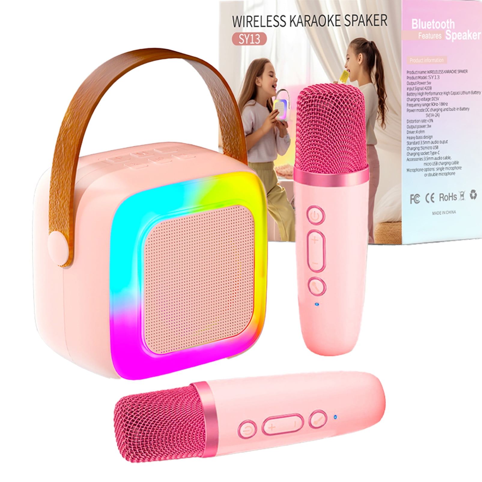 Karaoke Machine for Kids Age 4-12 Kids Microphone with 2 Wireless Mics ...