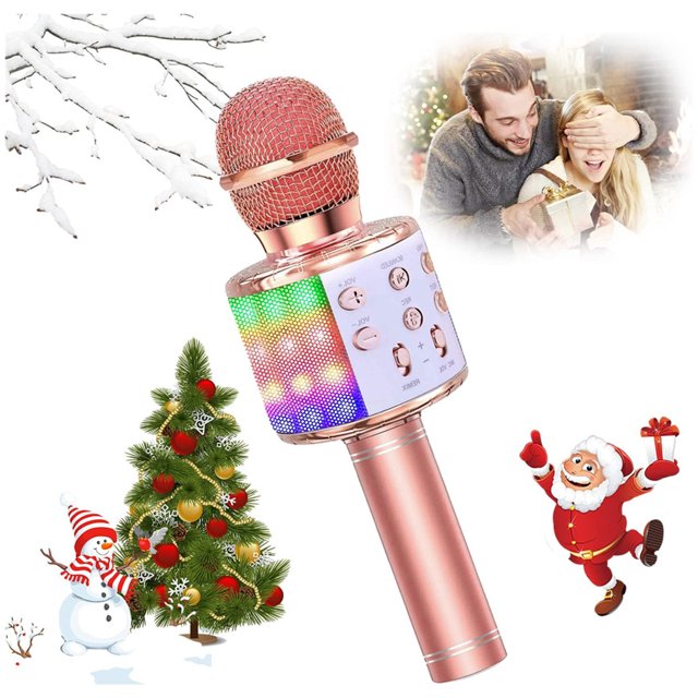 Karaoke Microphone, Bluetooth Microphone with LED Dynamic Light Effects ...