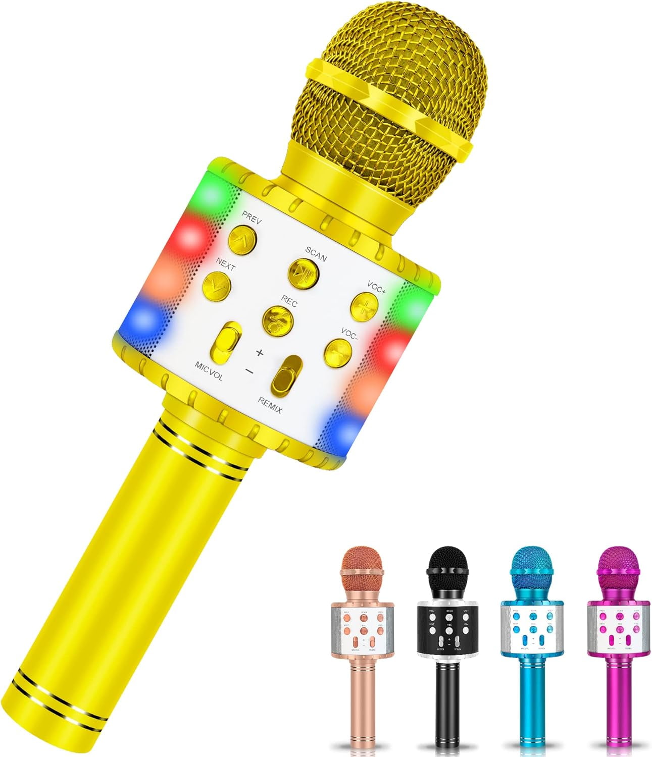 Karaoke Microphone for Kids with Bluetooth & LED Lights - 5 in 1 Fun ...