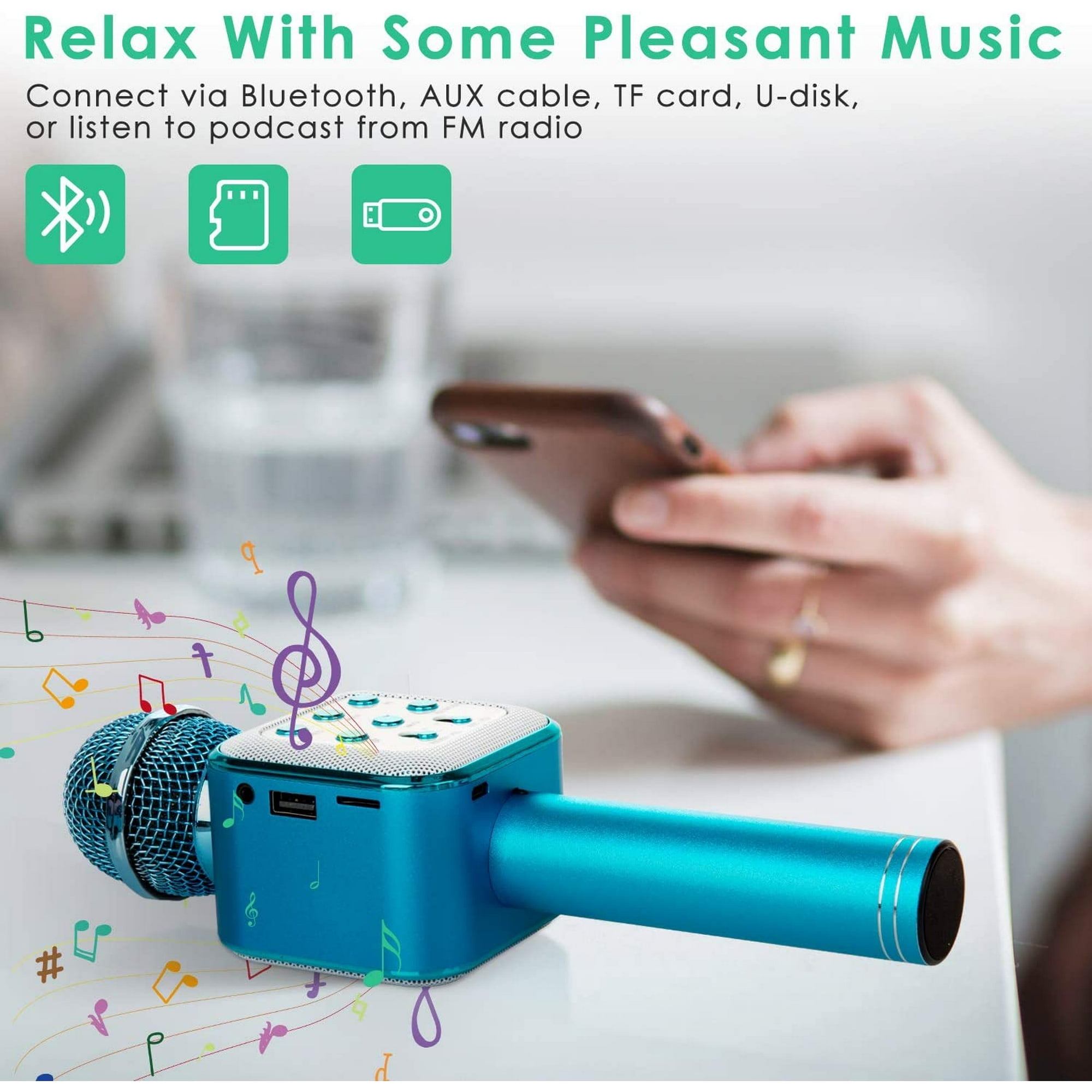 Karaoke Microphone, Microphone Wireless, Bluetooth Music Player with ...