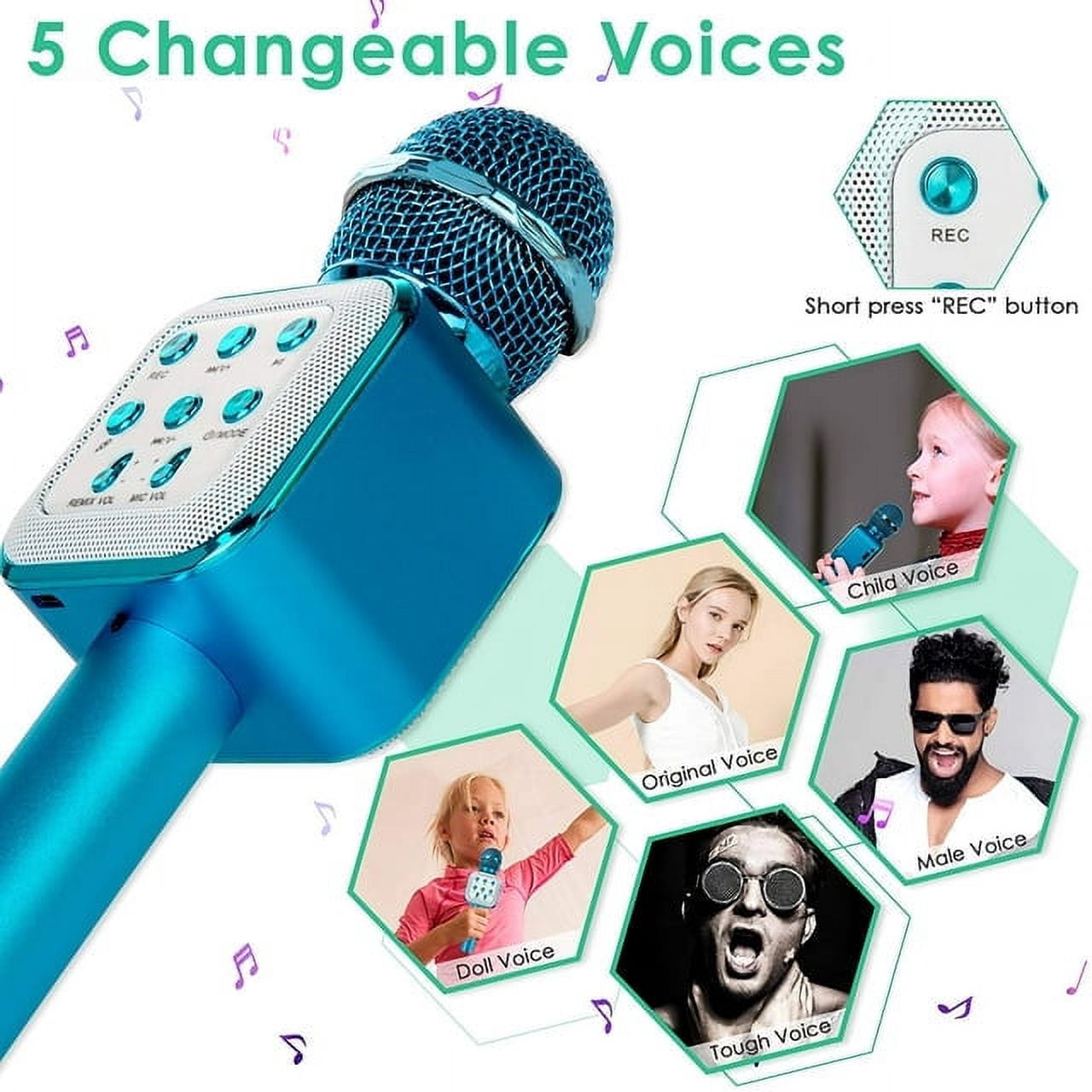 Karaoke Microphone, Microphone Wireless, Bluetooth Music Player with ...