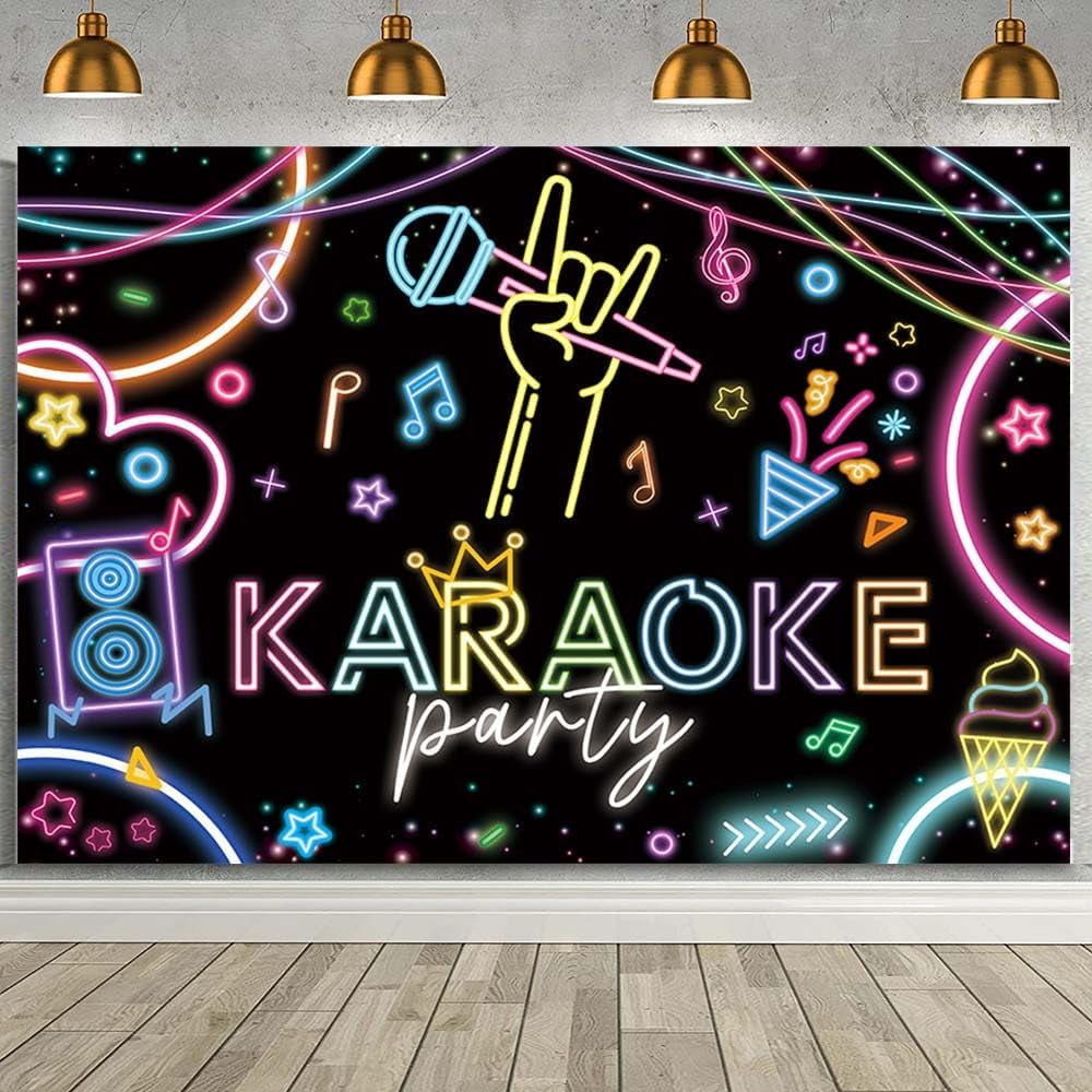 Karaoke Party Backdrop Large Rock Star Music Disco Background Banner ...
