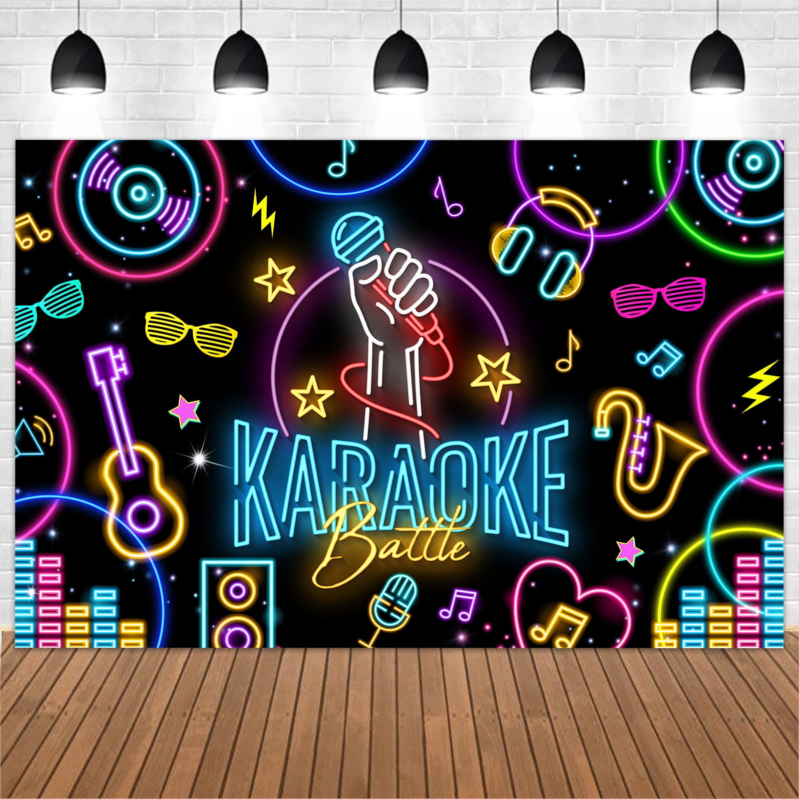 Karaoke Party Backdrop, Music Disco Theme Studio Background, Rock Star ...