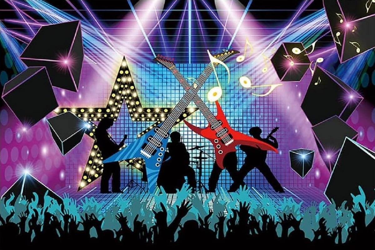 Karaoke Photography Backdrop Superstar Rock Star Vaion Roll Guitar ...