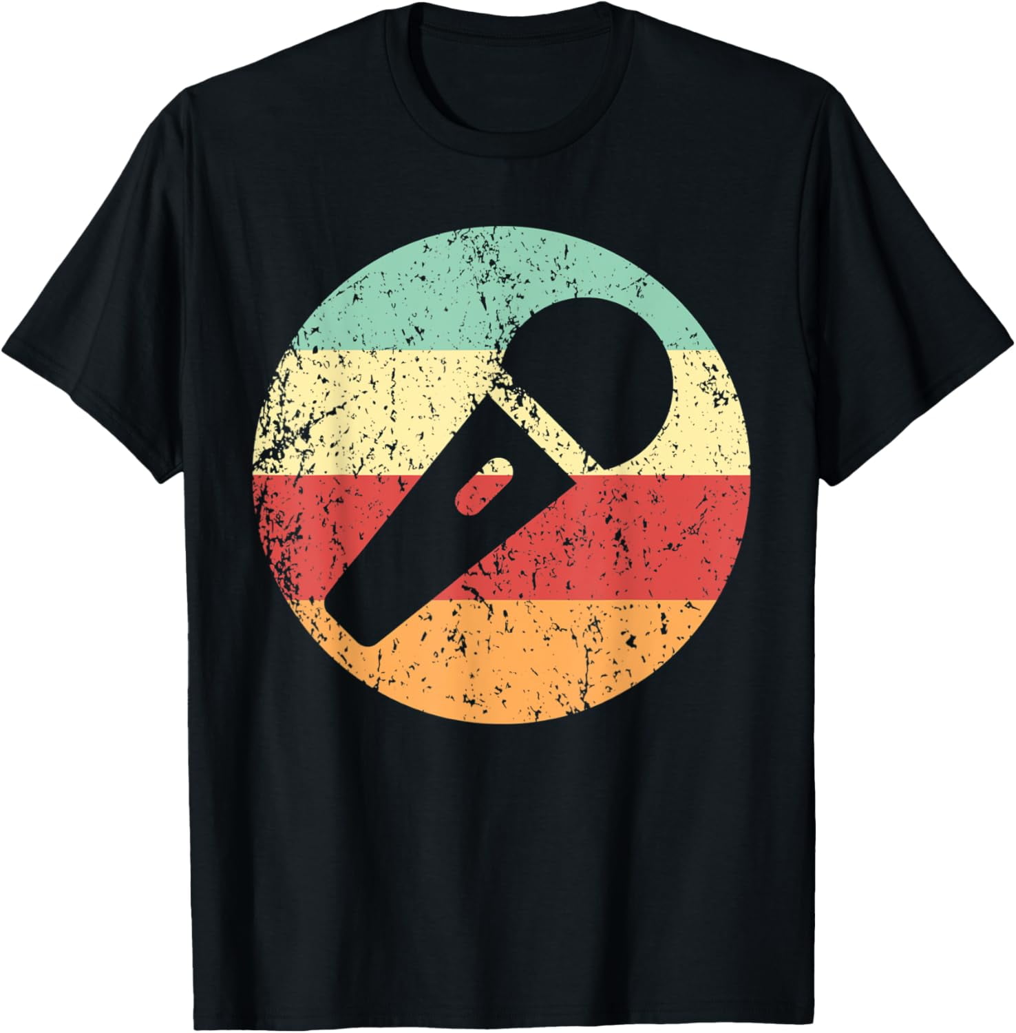Karaoke Singer Microphone Silhouette Cool Retro 1970's Style T-Shirt ...