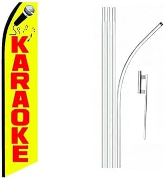 Karaoke Yellow Feather Flag | 3ft W x 11.5ft H | Durable Super-Knit ...