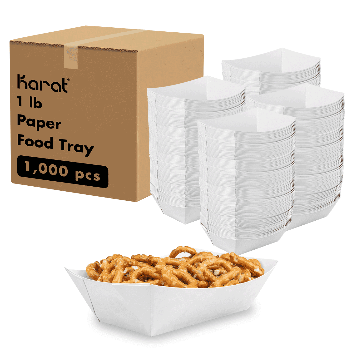 Karat [1 lb - 1000 Pack] Paper Food Boat, White Food Tray - Walmart.com