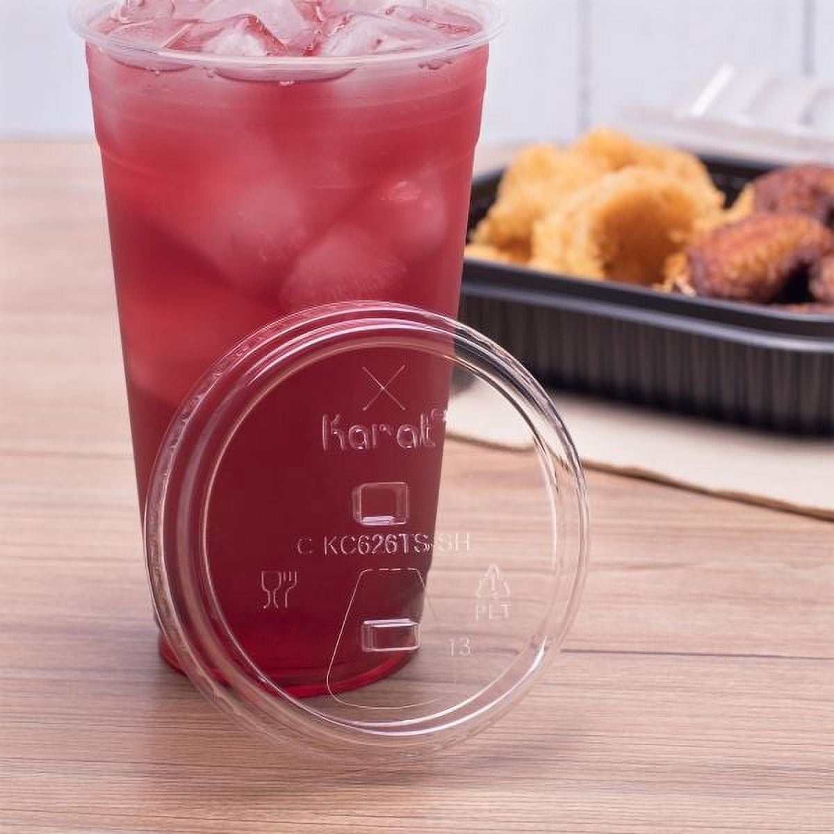 Karat Disposable Plastic PET Flat Lids, 98mm, for 12-24 oz Cold Drink ...