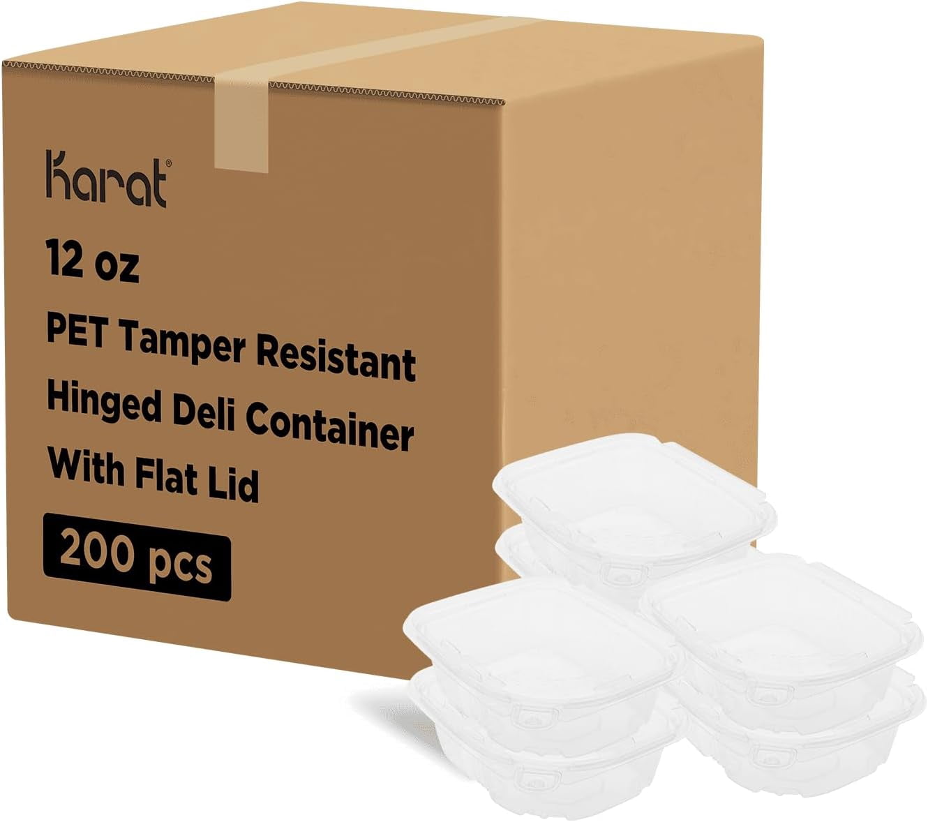 Karat 12oz PET Tamper Resistant Hinged Deli Container with Lid - 200 ct ...