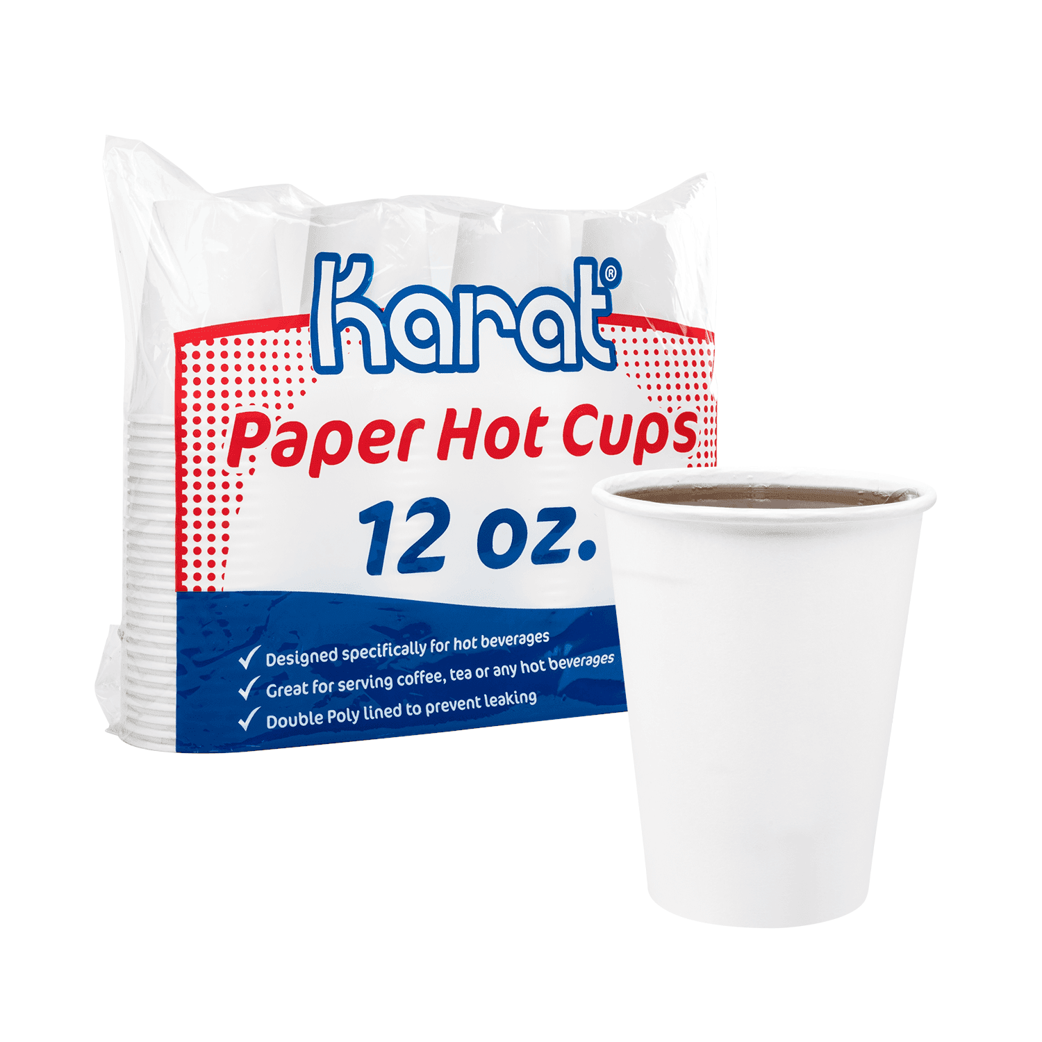Karat, 12oz Paper Hot Cups, 90mm, White, Case of 300 pcs - Walmart.com