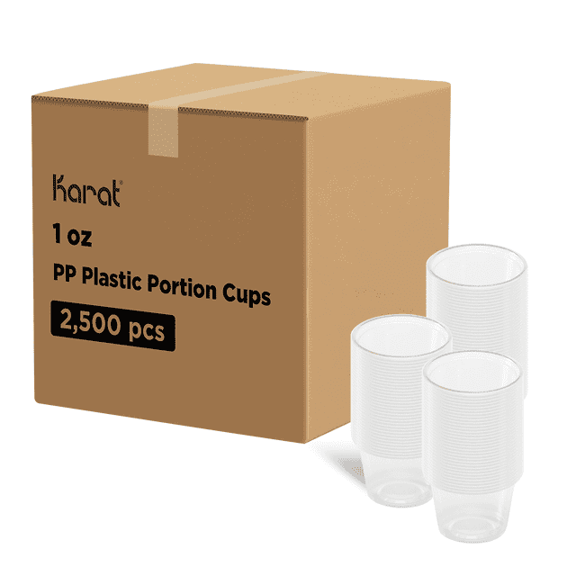 Karat 1oz Mini Disposable Clear PP Plastic Portion Cups - Perfect for Sauce, Sample, Condiment ...