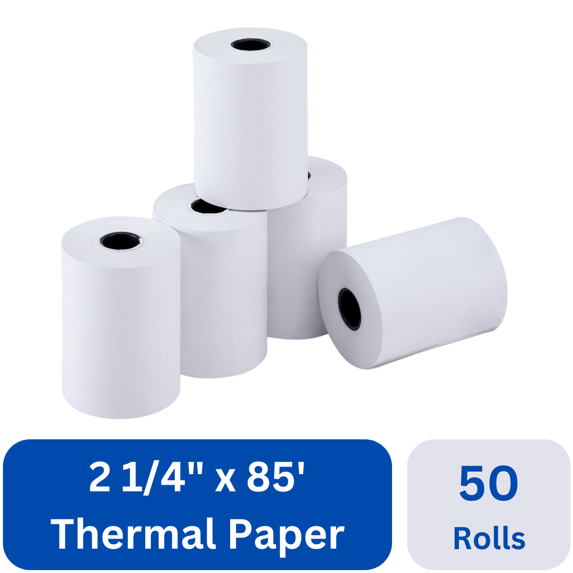 "Karat Thermal Paper Rolls 2 1/4"" x 85' for Credit Card POS Register ...