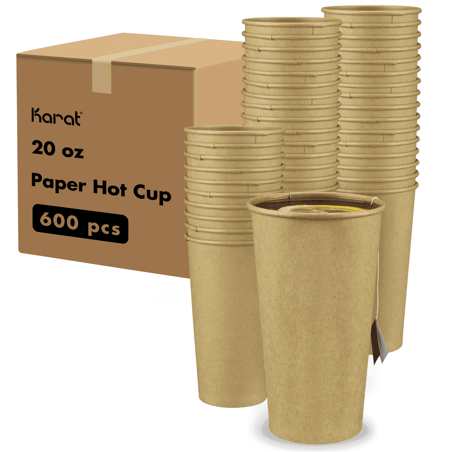 Karat 20oz Paper Hot Cups (90mm), Kraft - 600 pcs - Walmart.com