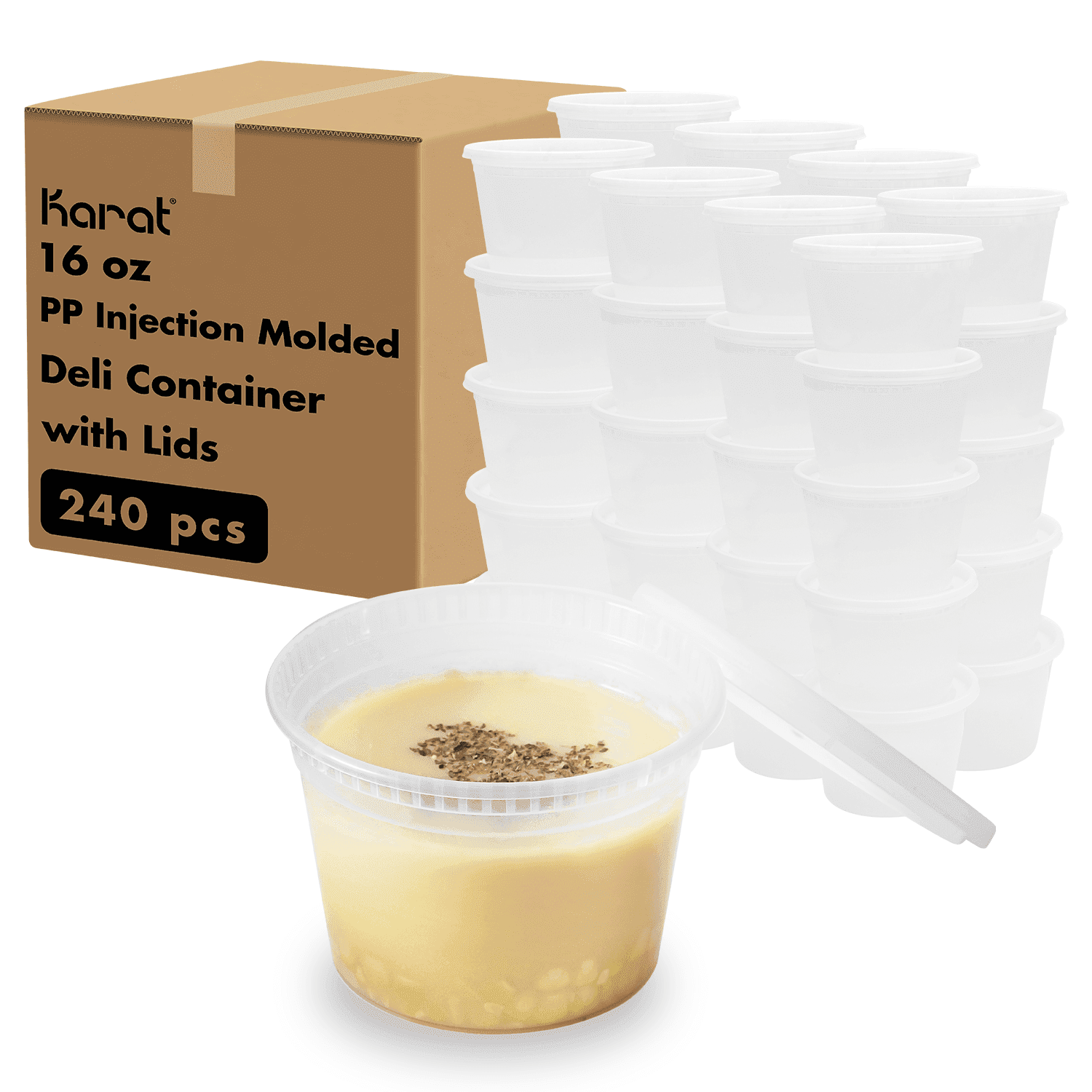 Karat Deli Containers, 240 Pack, 16oz, Injection Molded PP, Microwave ...
