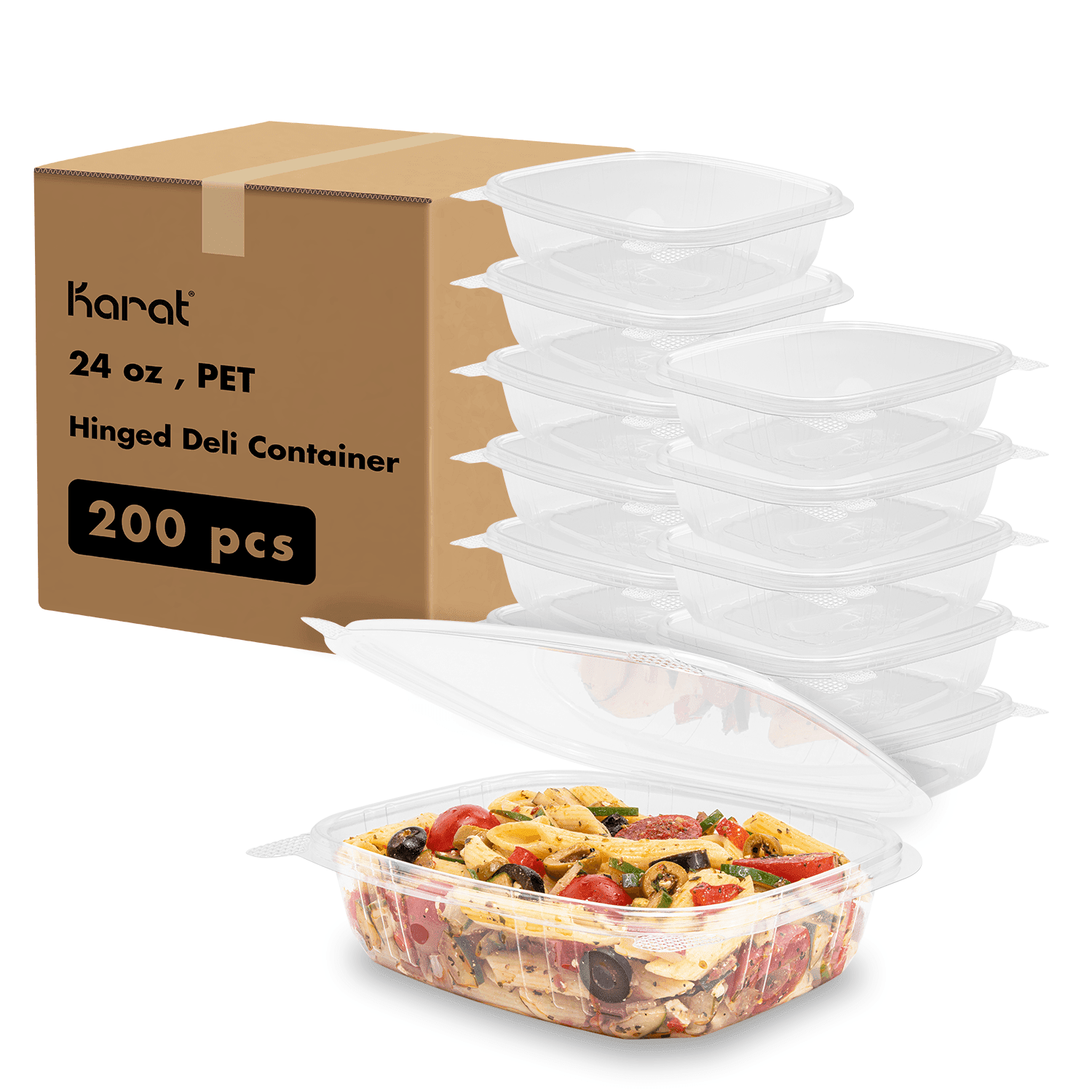 Karat Disposable 24oz To-go Individual PET Plastic Hinged Deli ...