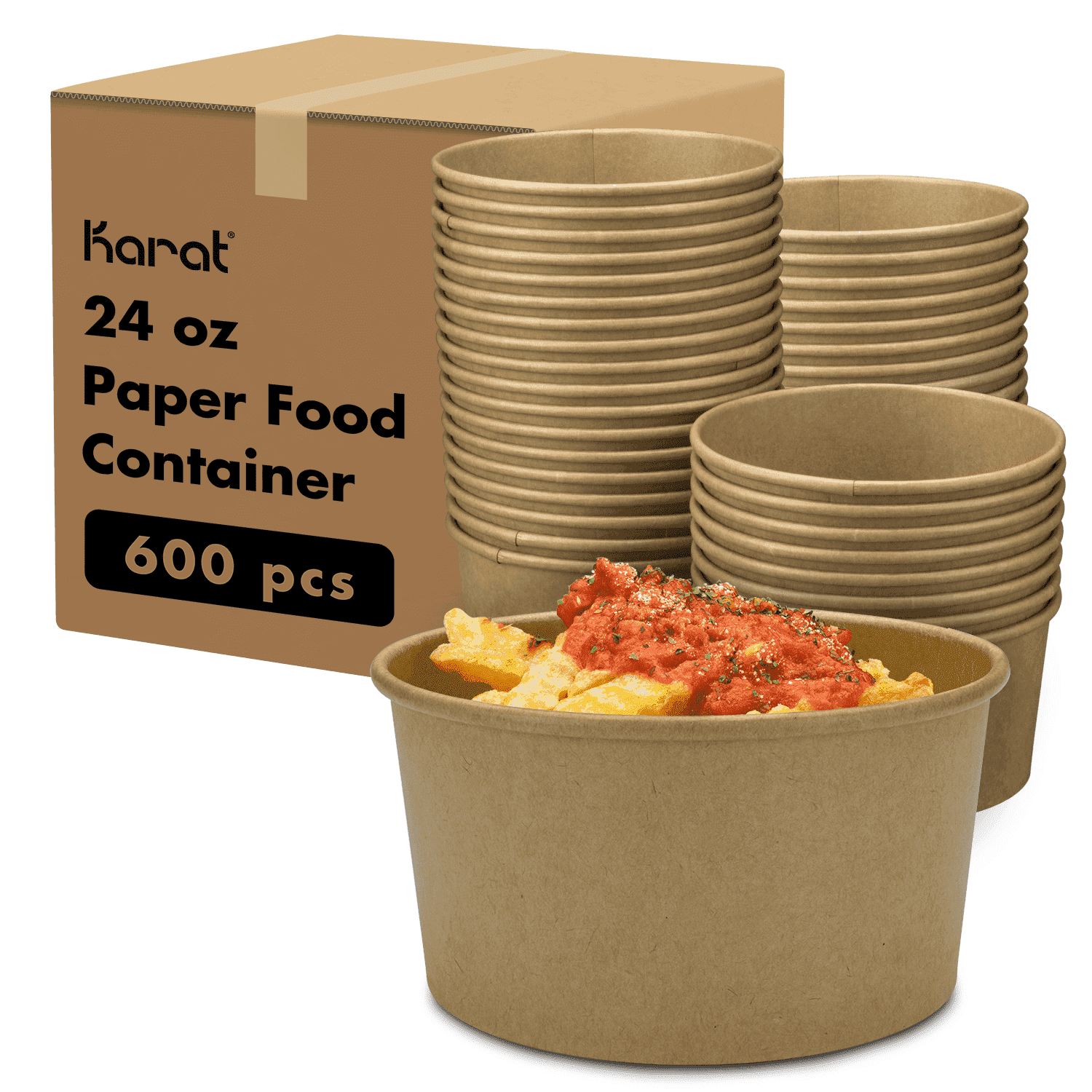 Karat 24oz Paper Cold/Hot Food Container, Kraft - 600 pcs - Walmart.com