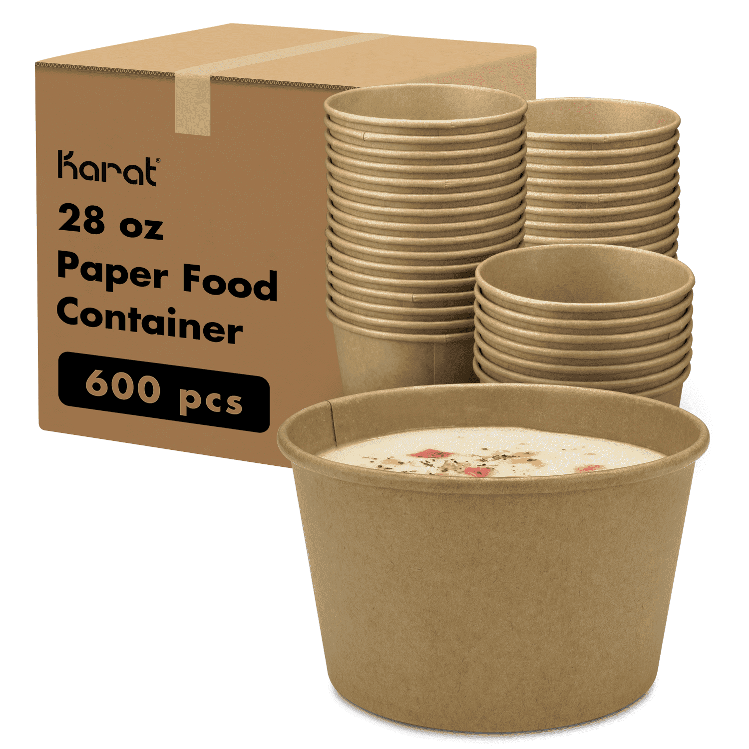 Karat 28oz Paper Cold/Hot Food Container, Kraft - 600 pcs - Walmart ...