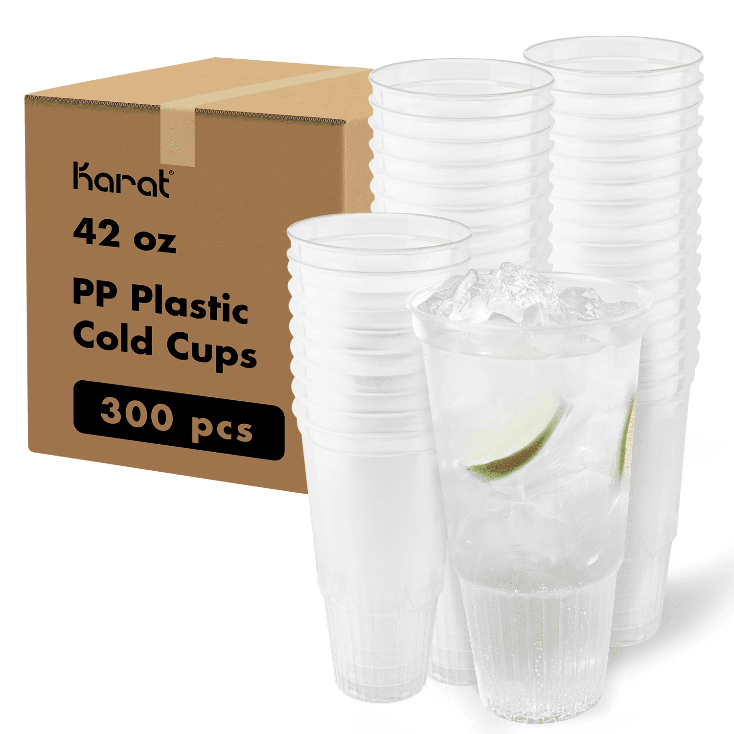 Karat 42oz Clear PP Plastic Cups [300 Pack] - Cold Beverages, Parties ...