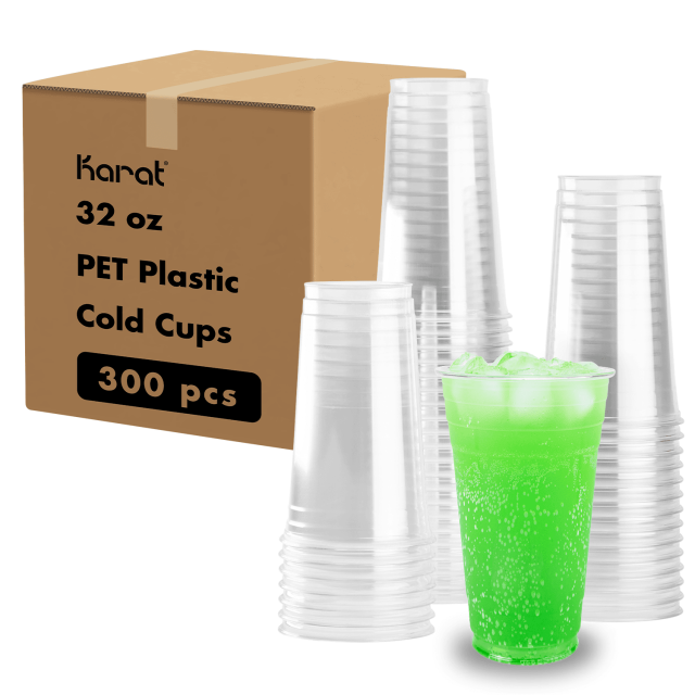 Karat 32oz Clear PET Plastic Cups, 300 Pack (107mm) - C-KC32 - Walmart.com
