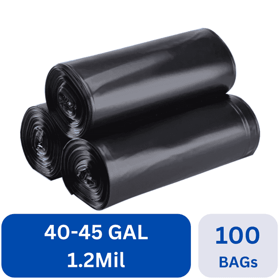 40-45 Gallon Trash Bags │1.5 Mil │ Black Heavy Duty Garbage Can Liners ...