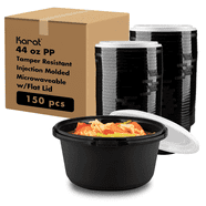 Pactiv VERSAtainers, Black/Clear, 32 oz, 7"Dia x 2"H, 150/Carton ...