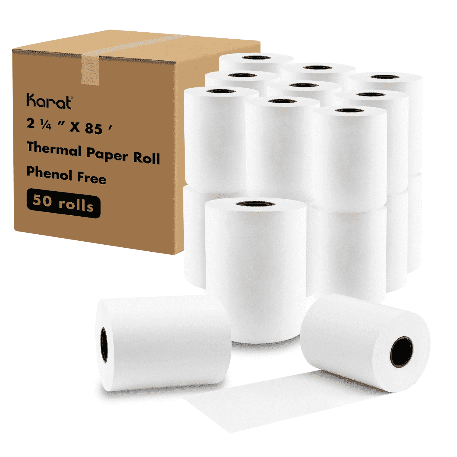 Karat [50 Rolls] 2 1/4" x 85' Thermal Paper Rolls | Phenol Free | For ...