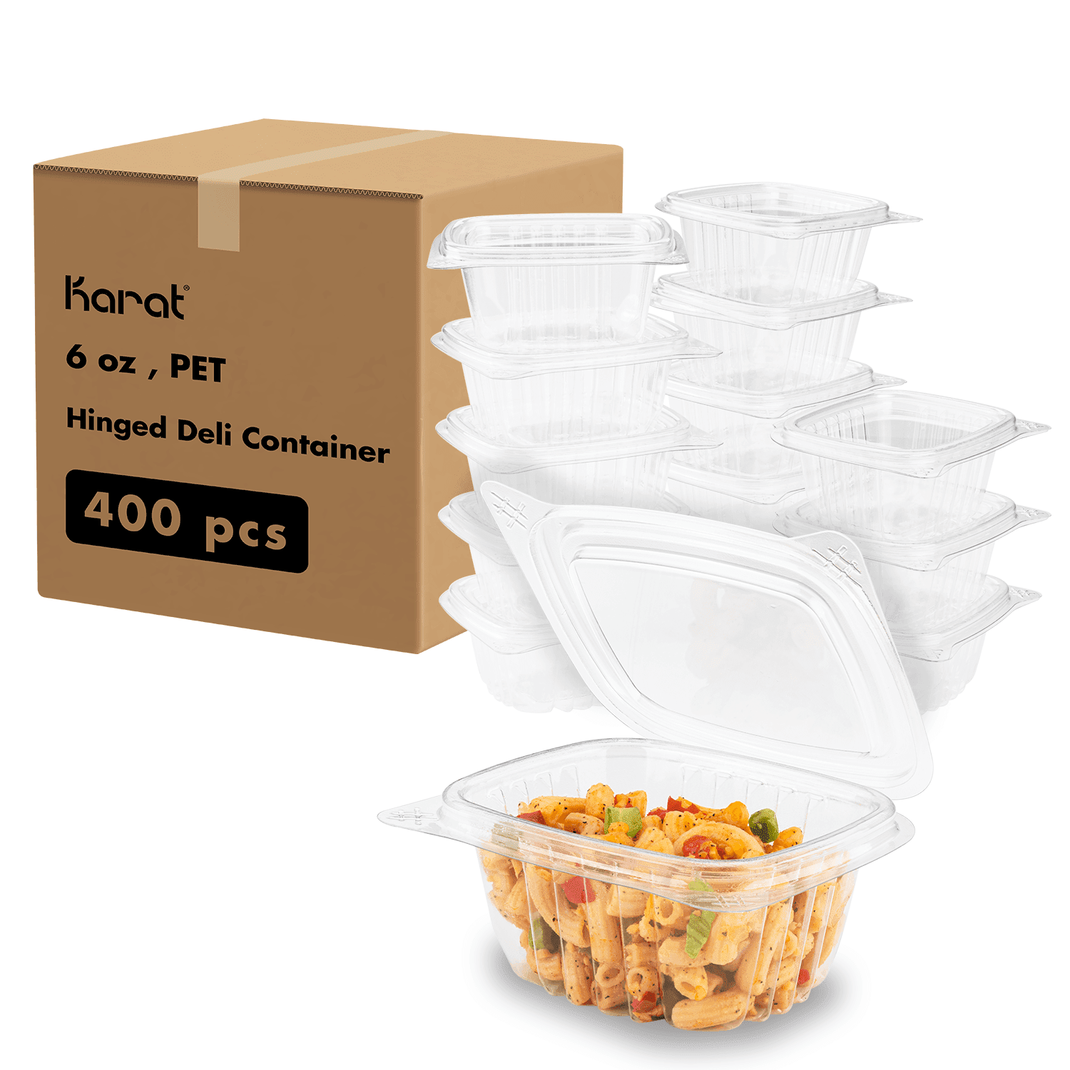 Karat 6oz PET Plastic Hinged Deli Container - 400 pcs - Walmart.com