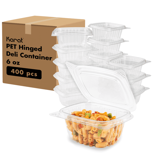 Karat 6oz PET Plastic Hinged Deli Container - 400 pcs - Walmart.com