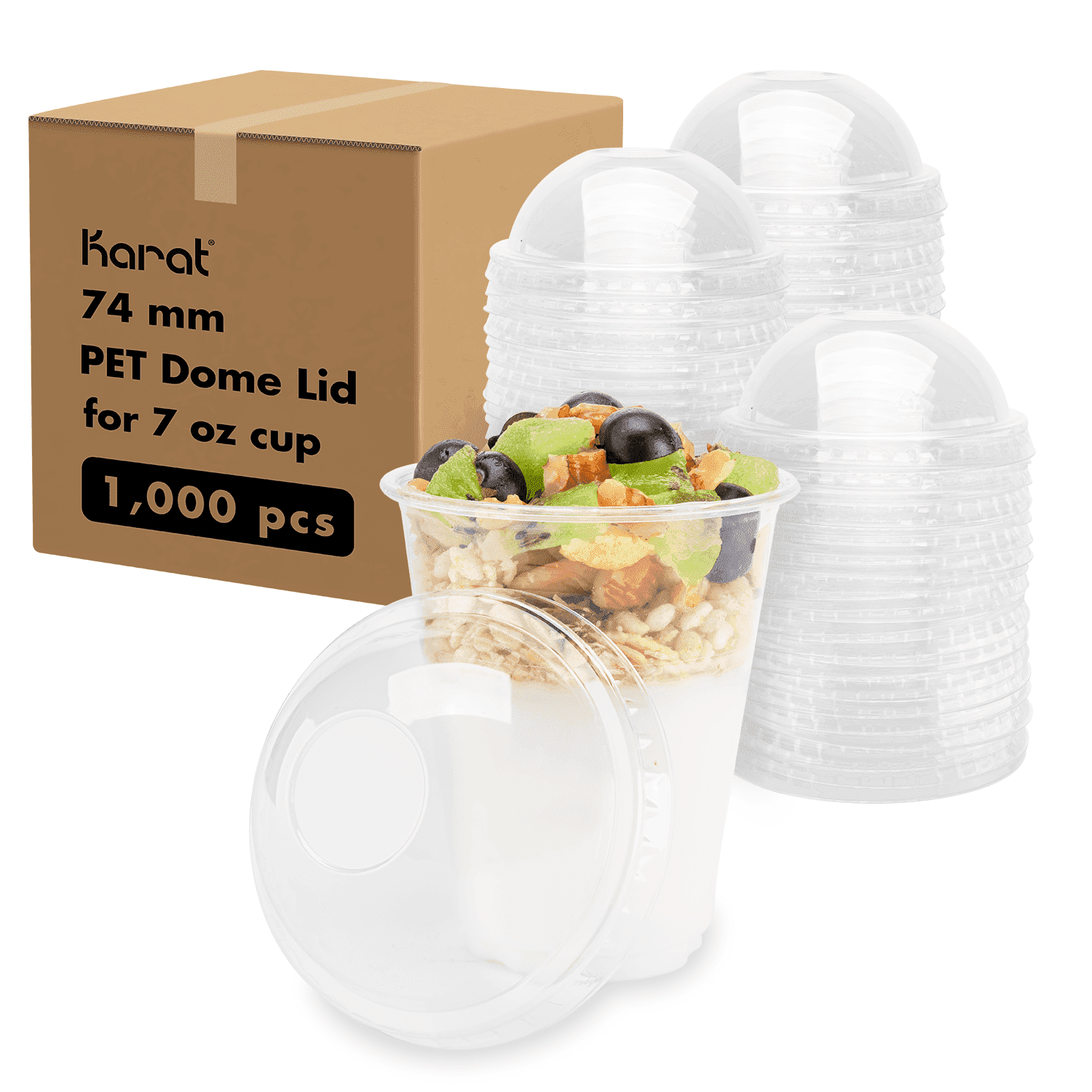 Karat 74mm PET Dome Lid for 7oz PET Cup, No Hole - 1,000 pcs - Walmart.com