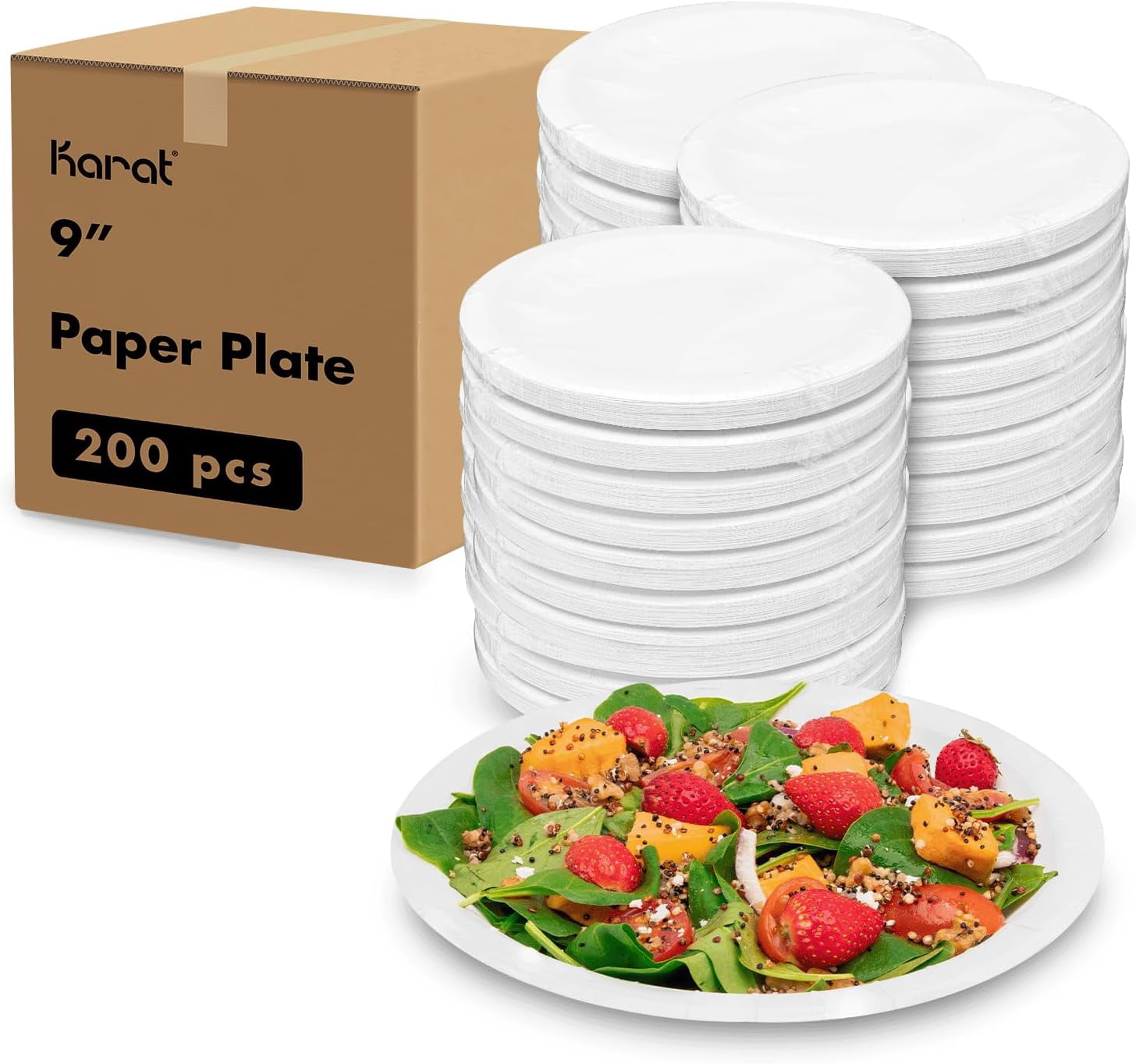 Karat 9" Plates 200 | Disposable plates for retail grocers - Walmart ...