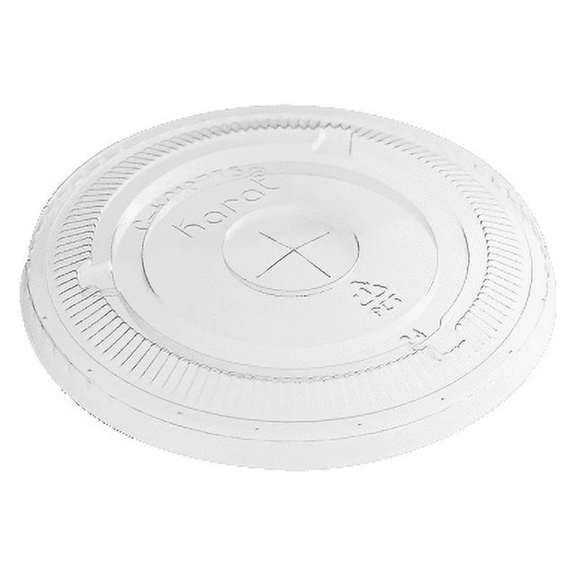 Karat 107mm PET Plastic Flat Lids with Straw Hole, Secure Fit for 32oz ...