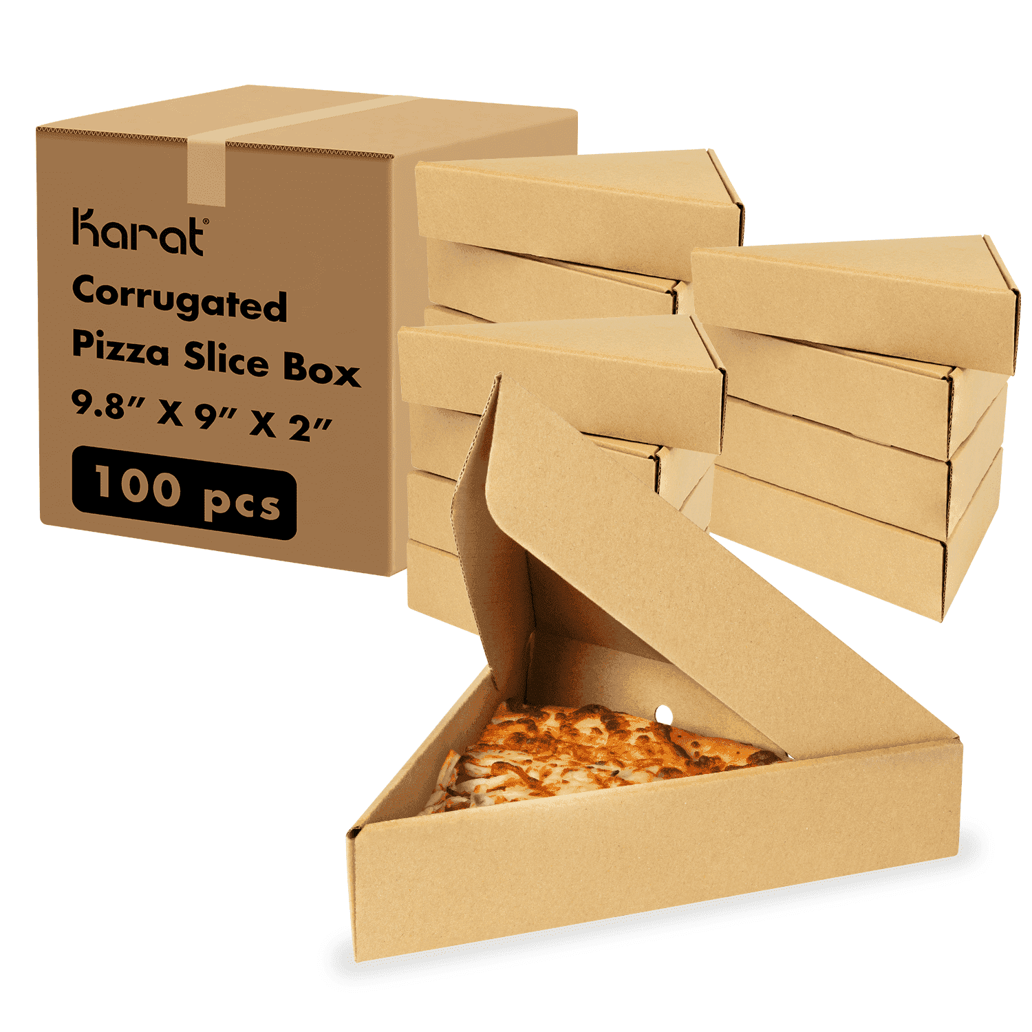 Karat, Cardboard Pizza Slice Box, 100 pcs, Kraft, Vented Design ...