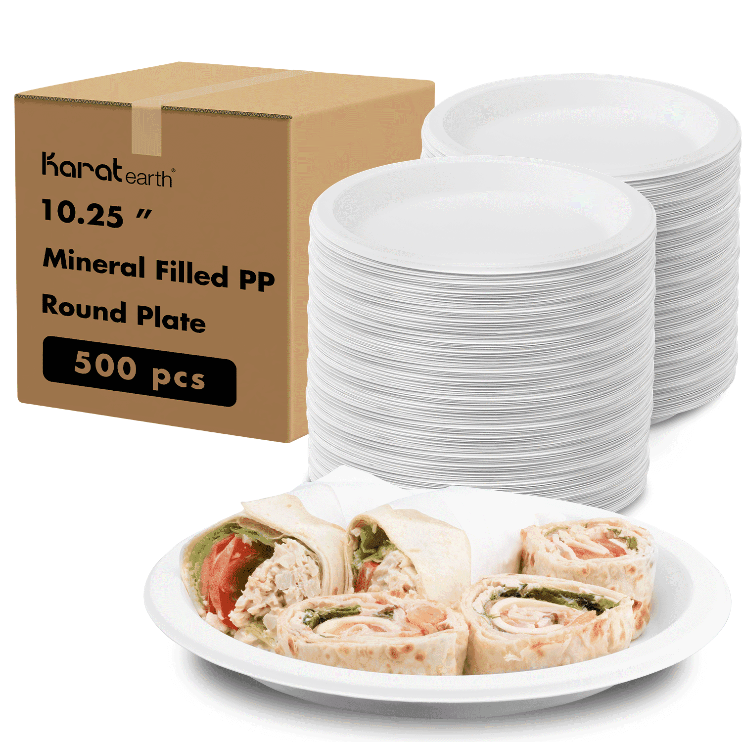 Karat Earth 10" White Mineral-Filled PP Plates, 500 Count - Walmart.com