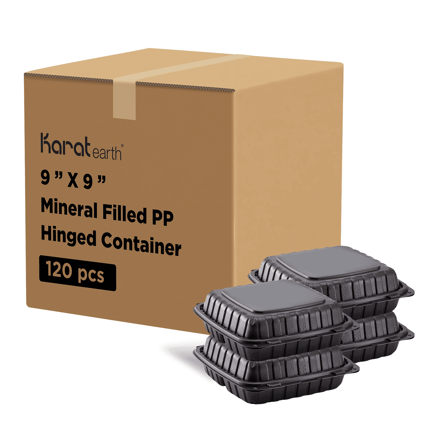 Karat Earth [120pcs - 9x9] 3-Compartment Mineral Filled PP Hinged ...