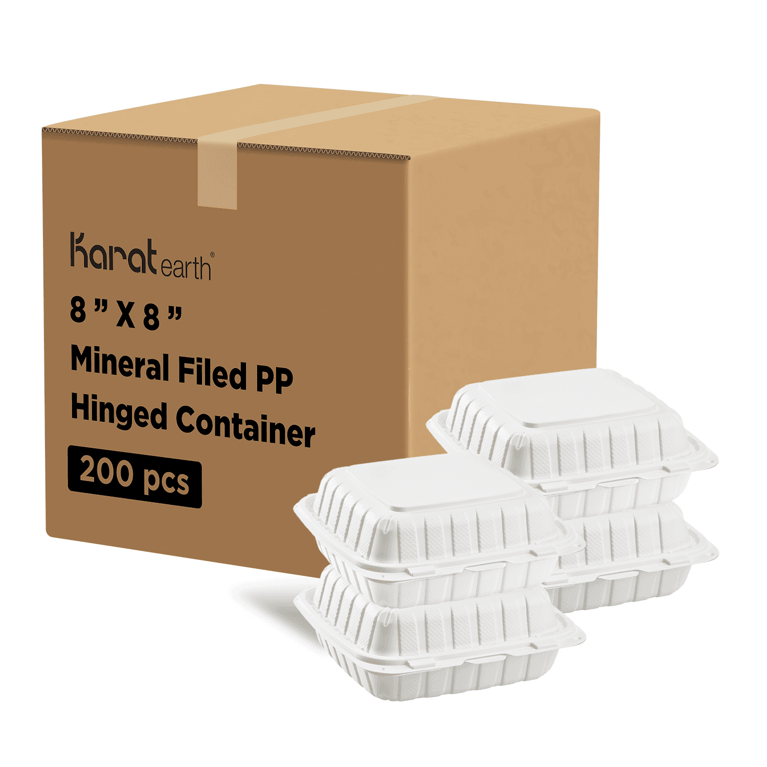 Karat Earth [200pcs - 8x8] 3 compartment Mineral Filled PP Hinged ...